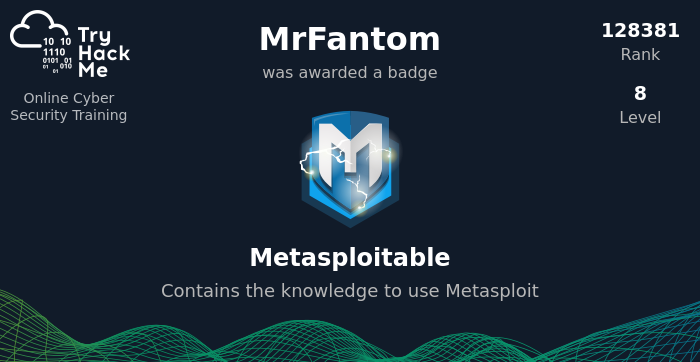 TryHackMe | MrFantom was awarded a badge!