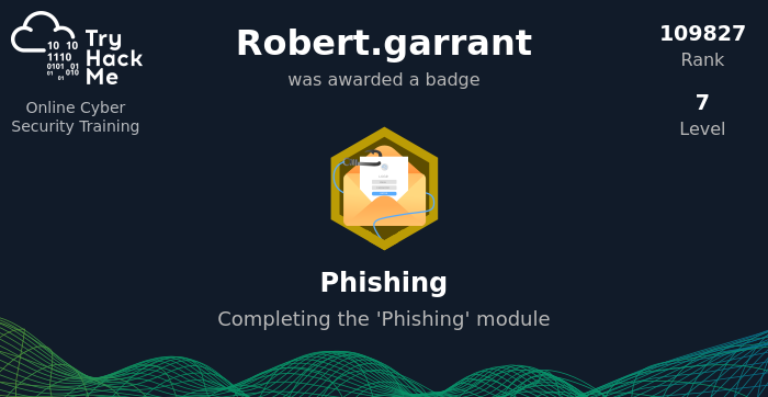 TryHackMe | Robert.garrant was awarded a badge!