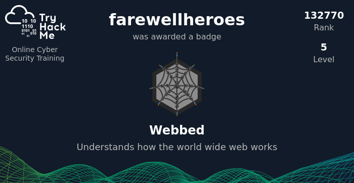 TryHackMe | farewellheroes was awarded a badge!