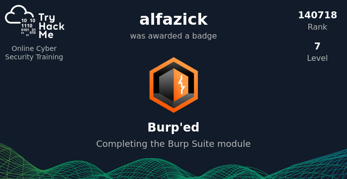 TryHackMe | alfazick was awarded a badge!
