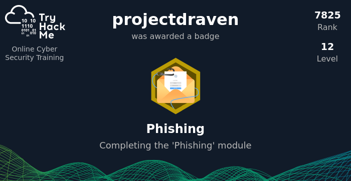TryHackMe | projectdraven was awarded a badge!